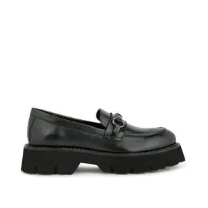 RAG & CO Cheviot Chunky Leather Loafers In By - Black