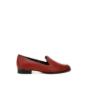 RAG & CO Wolferton Delicate Stud Detail Leather Loafers In Burgundy - Red