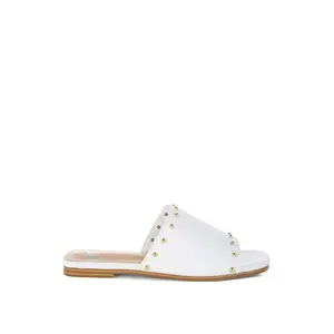 RAG & CO Renaldi Genuine Leather Studded Slip-on Flats In By - White