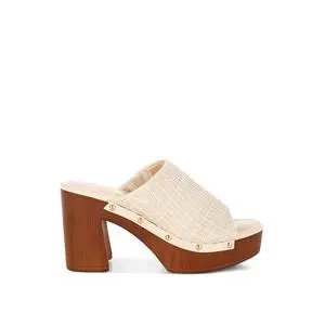 RAG & CO Neutrals Marengo Raffia Wooden Clogs In By - Beige