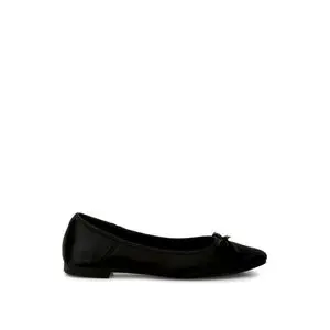 RAG & CO Fearless Satin Bow Embellished Ballerinas In By - Black