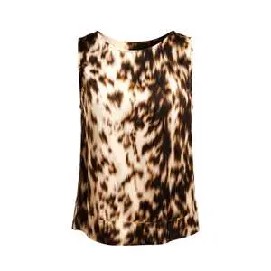 OH!ZUZA NIGHT&DAY Neutrals Echo Sleeveless Satin Viscose Top – Chocolate Print