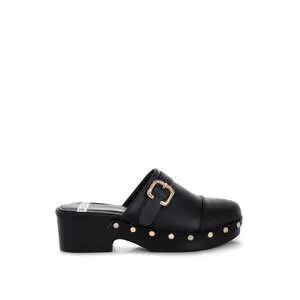 RAG & CO Pinto Studded Genuine Leather Clogs In By - Black