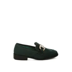 RAG & CO Maestro Diamante Embellished Horsebit Loafers In By - Green