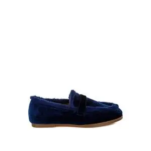RAG & CO Bastian Fur Detail Velvet Loafers In Dark By - Blue