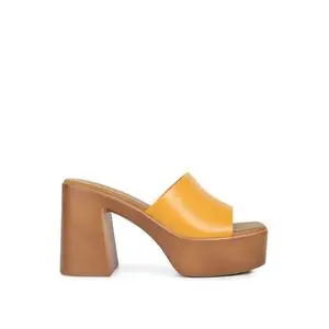 RAG & CO Scandal Slip On Block Heel Sandals In Tan By - Yellow