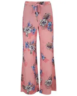 LORDS OF HARLECH Sanchez Exotic Floral Coral Wide-leg Pant - Pink