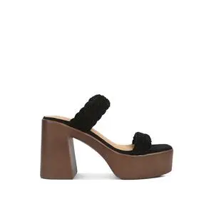 RAG & CO Misaki Woven Suede Strap Platform Sandals In By - Black