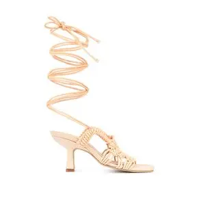 RAG & CO Neutrals Beroe Latte Braided Handcrafted Lace Up Sandal By - Black