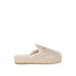 RAG & CO Neutrals Marama Horsebit Embellished Raffia Mules In By - Beige
