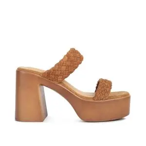 RAG & CO Misaki Woven Suede Strap Platform Sandals In Tan By - Brown