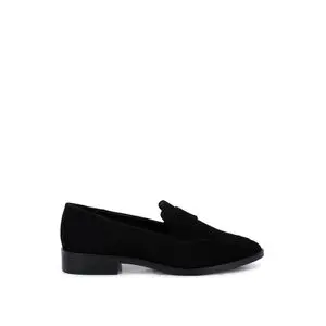 RAG & CO Zofia Suede Penny Loafers In By - Black