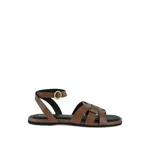 RAG & CO Ashton Tan Flat Ankle Strap Sandals By - Brown