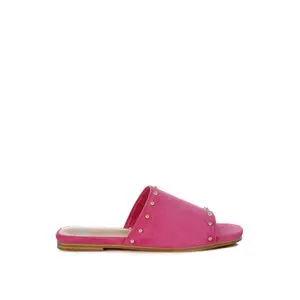 RAG & CO Odalia Soft Suede Leather Studded Flats In Fuchsia By - Pink