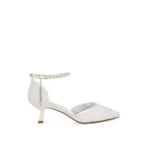 RAG & CO Laika Lace Kitten Heel Sandals In By - White