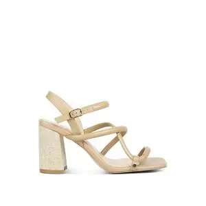 RAG & CO Artha Open Square Toe Block Heel Sandals In Taupe By - Brown