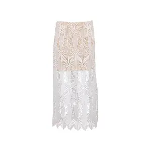 ZETAYE Maxine Deco Lace Midi Pencil Skirt - White