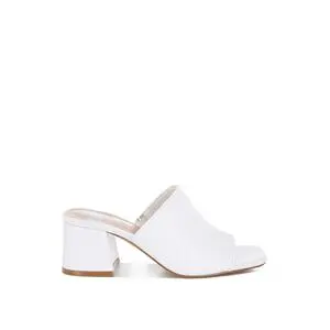 RAG & CO Wuling Slip-on Soft Leather Heels In By - White