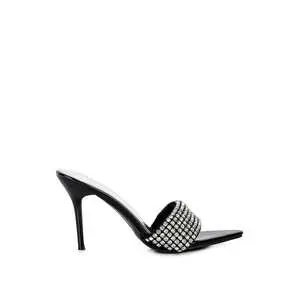 RAG & CO Adina Diamante Embellished Slip On Sandals In By - Black