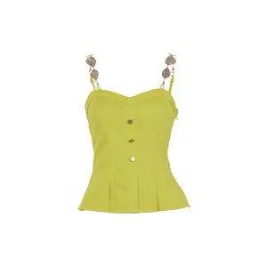 ZETAYE Celeste Linen Cotton Chain Top - Green