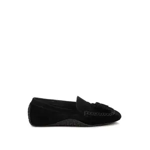 RAG & CO Kipstar Real Suede Leather Tassel Loafers In By - Black