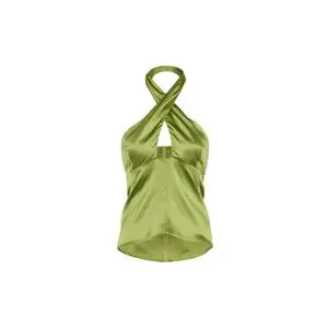 ZETAYE Avery Silk Halter Top - Green