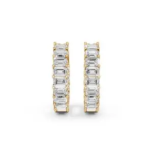 AYA FINE JEWELRY Sonder Emerald Cut Lab Grown Diamond Hoop Earrings In Gold - Yellow