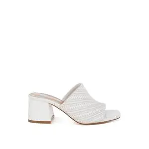 RAG & CO Morgana Woven Raffia Slip Ons In By - White