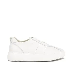 RAG & CO Magull Solid Lace Up Leather Sneakers In By - White