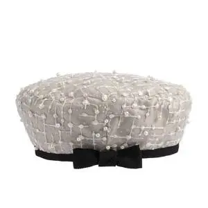 SIBI HATS Grey / Black Jacqueline - Pearl Embellished Grey Beret Hat Grey/black