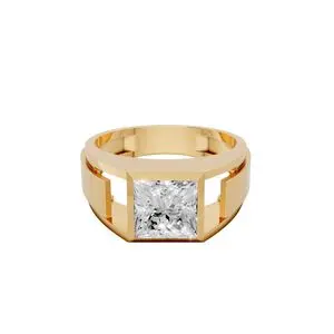 AYA FINE JEWELRY Quinn 2 Carat Princess Cut Igi Certified Lab Grown Diamond Signet Ring In Gold - Yellow