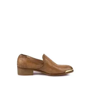 RAG & CO Lilliam Metal Highlight Casual Leather Loafers In Tan By - Brown