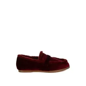 RAG & CO Bastian Fur Detail Velvet Loafers In Burgundy By - Red