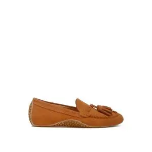 RAG & CO Kipstar Real Suede Leather Tassel Loafers In Tan By - Orange