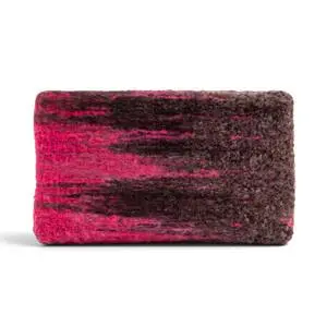 C. GRASSI Small Bolster Clutch Style 008 Brown And Fuchsia Boucle With Hand Felted Merino - Brown/pink