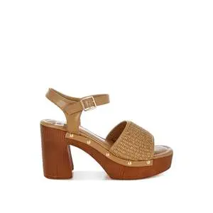 RAG & CO Mazaro Raffia Chunky Sandals In Natural By - Brown