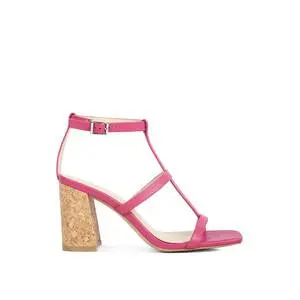 RAG & CO Mirabella Open Square Toe Block Heel Sandals In Fuchsia By - Pink