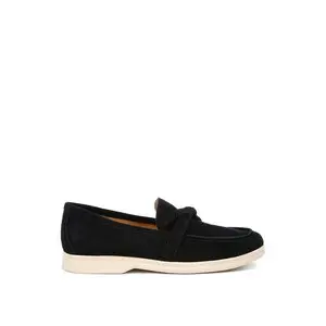 RAG & CO Nautica Genuine Suede Knot Detailed Loafers In By - Black