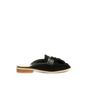 RAG & CO Edmanda Tassle Detail Leather Mules In By - Black