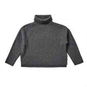 LINDSAY NICHOLAS NEW YORK Textured Turtleneck In Dark - Grey