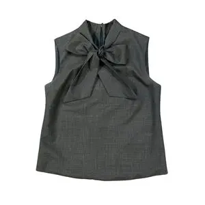 LINDSAY NICHOLAS NEW YORK Bow Blouse In Chocolate Prince Of Wales Plaid - Brown