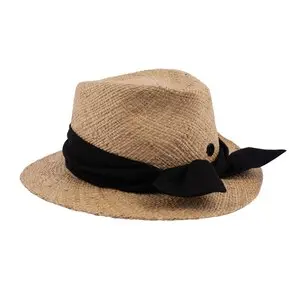 SIBI HATS Neutrals Gigi Raffia Straw Fedora Hat - Yellow