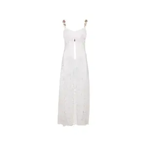 ZETAYE Lyric Lace Long Line Chain Top - White