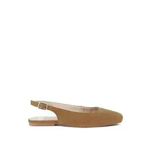 RAG & CO Sozani Genuine Suede Leather Slingback Flats In Tan By - Brown
