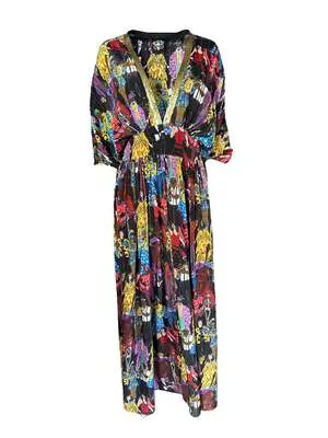 ANY OLD IRON Black / Gold Multicolor Nola Heroes Kaftan Dress - Black/gold