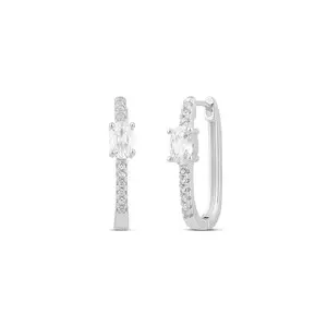 SHYMI Oval Center Pave Hoops - Silver