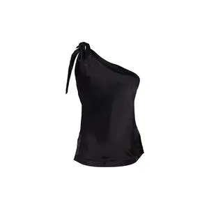 ZETAYE Avery Silk One Shoulder Top - Black