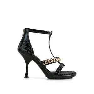 RAG & CO Dakota Metal Chain Embellisht Sandals In By - Black
