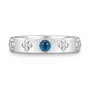 AZURA JEWELRY NEW YORK Howl’s Moving Castle London Blue Topaz Ring White Gold Vermeil - Silver