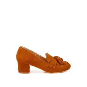 RAG & CO Aloha Tassels Detail Genuine Suede Loafers In Tan By - Orange